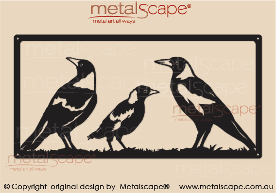 Metalscape Metal Garden Art - 3 Magpies in Frame -Wall Art - Metal Bird ...