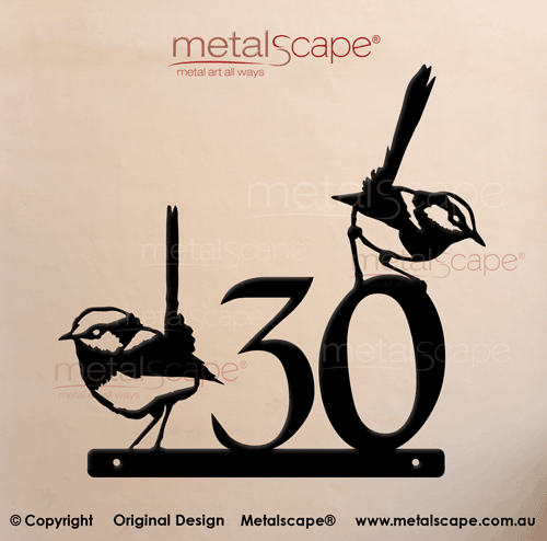 House number sign with Wrens - Metalscape - House Number Signs