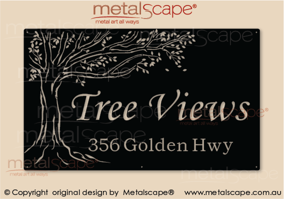 Large Property Sign with Tree Design Classic Cut Style - Metalscape ...