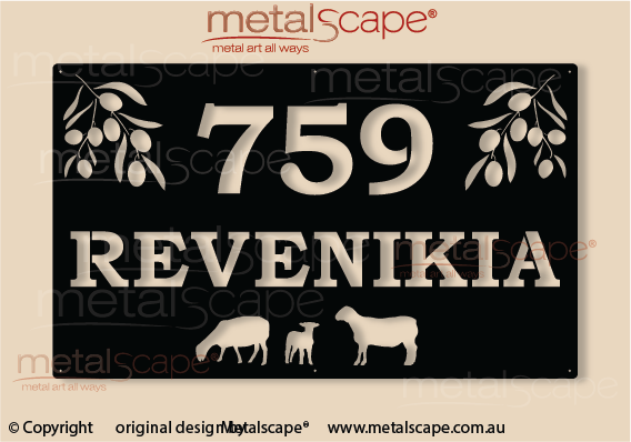 Large Property Sign with Olive branches and Dorper Sheep - Metalscape ...