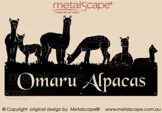 Large Property Sign - 6 Alpacas Plaque - Metalscape - Farm Property Signs