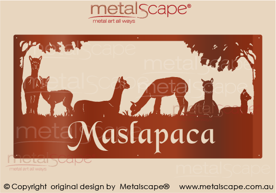 Metalscape - Extra Large Farm Property Sign - 6 x Alpacas