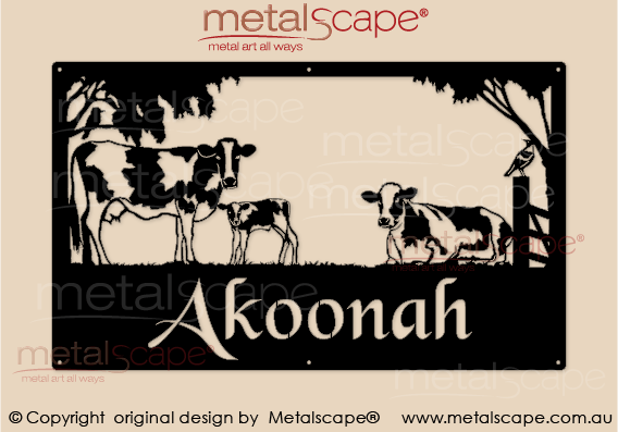 Metalscape - Farm Property Sign - Hereford Cow and Calf