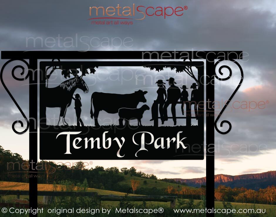 Metalscape - Farm Property Sign - Clydesdale and girl, Cow, Sheep and ...