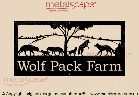 Metalscape - Medium Farm Property Sign -Wolf Pack