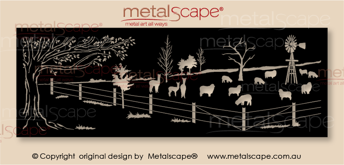 Screen\ Gate Panel - Farm Scene - Trees, Alpacas, Sheep, Windmill and ...